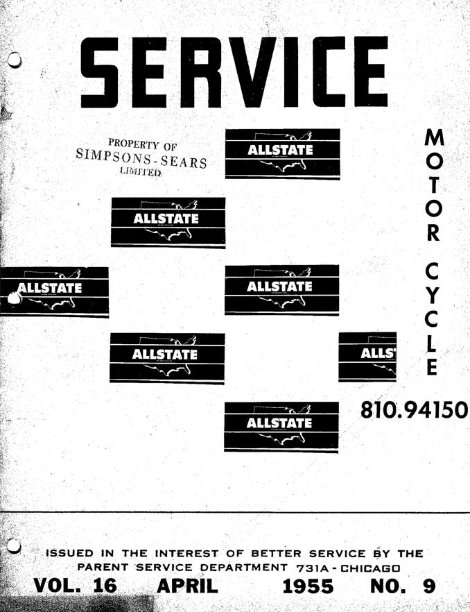 Allstate 125 April 1955 Service Manual | Sears Allstate Riders